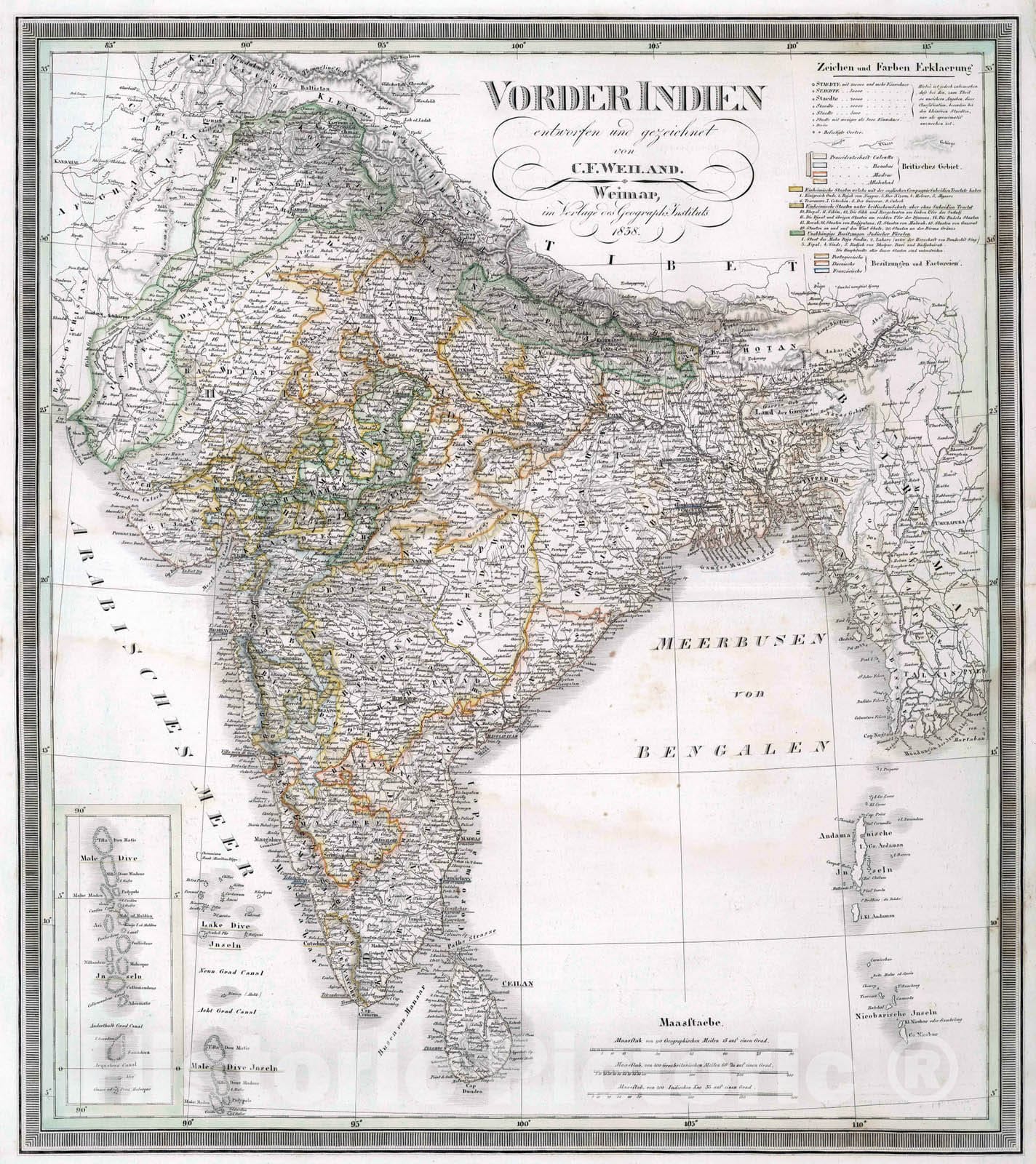 Historic Map : 1838 India. - Vintage Wall Art – Historic Pictoric