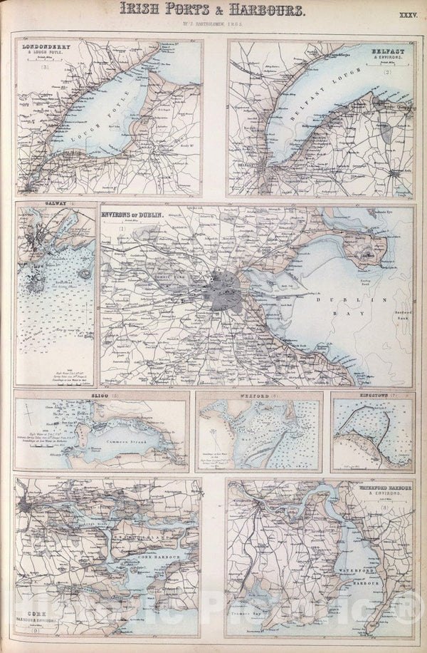 Historic Map : 1872 Irish Ports & Harbours. - Vintage Wall Art ...