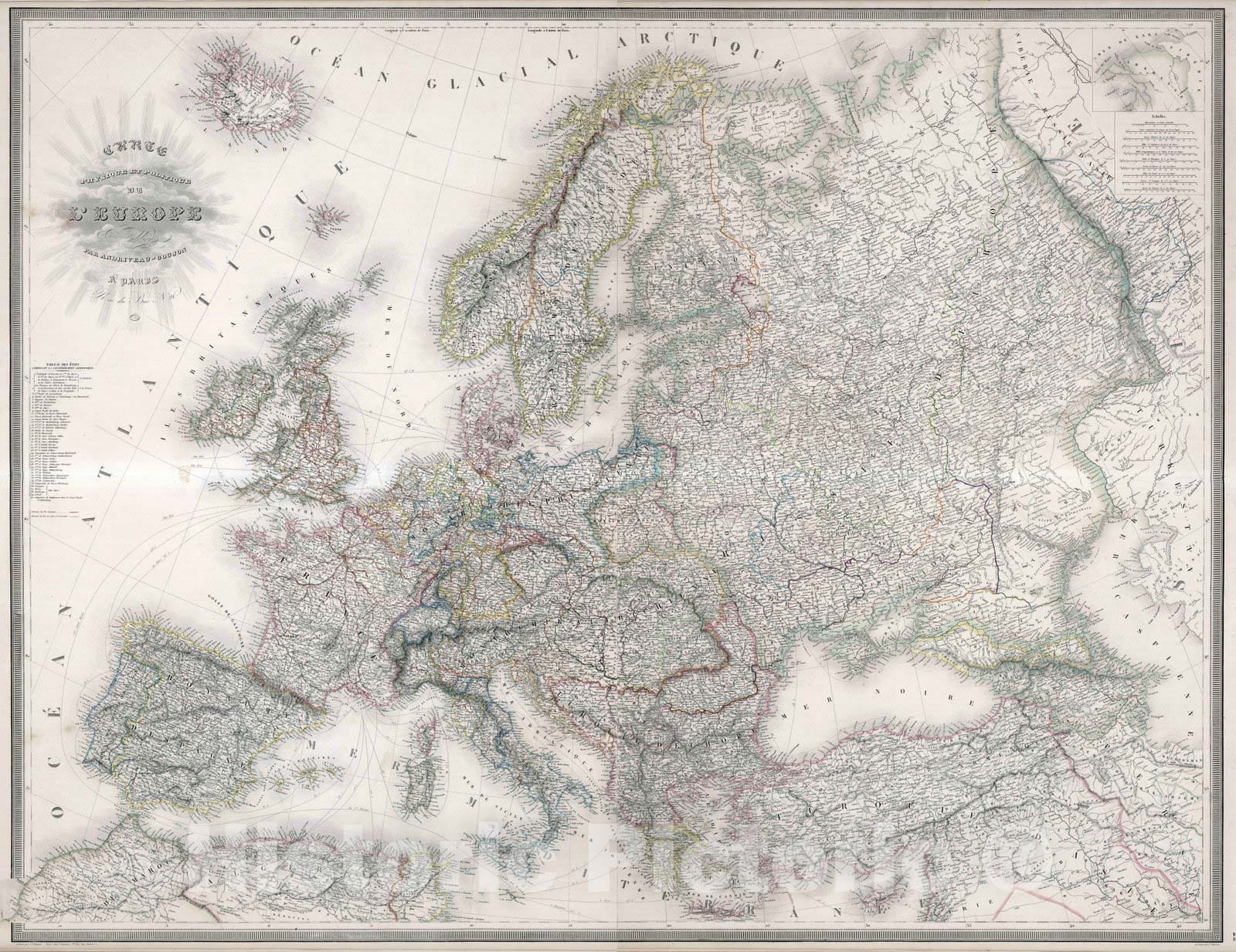 Historic Map : Turkey, , Europe 1853 Composite Map: Carte Physique and ...