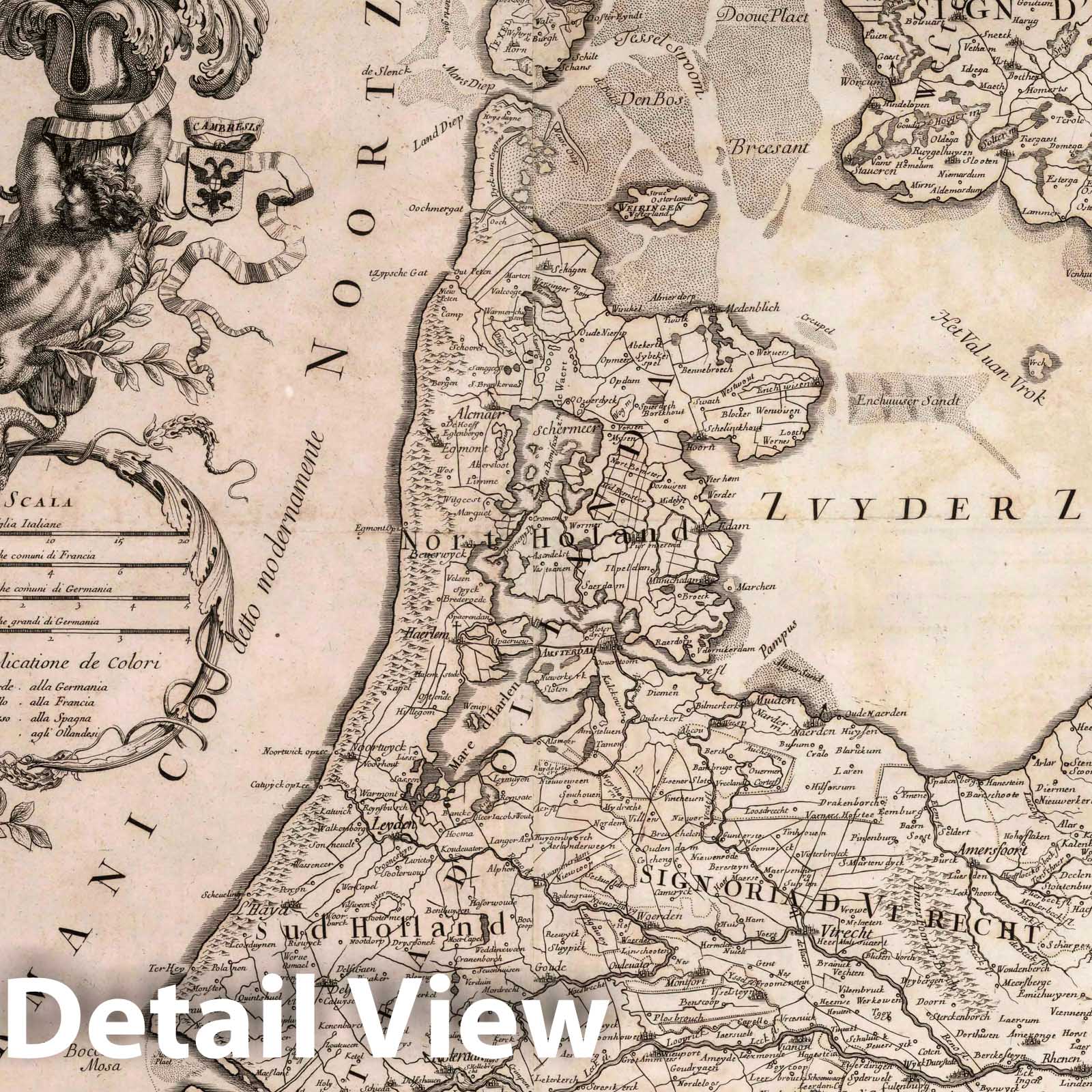 Historic Wall Map : Belgium, , Europe 1689 Le diecisette provincie de ...