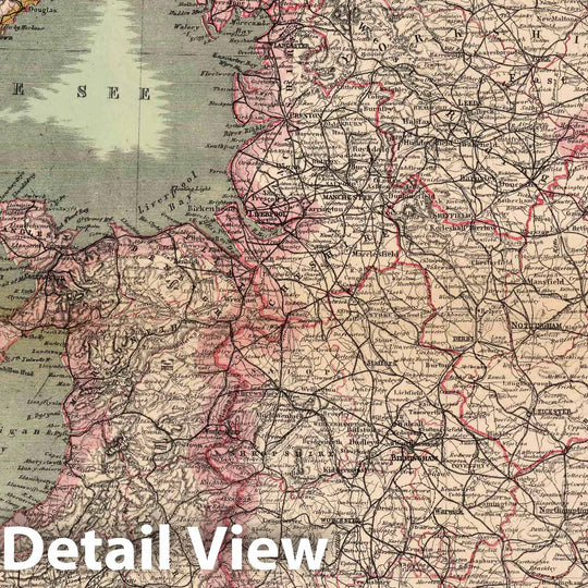 Historic Wall Map : 1886 England. - Vintage Wall Art – Historic Pictoric