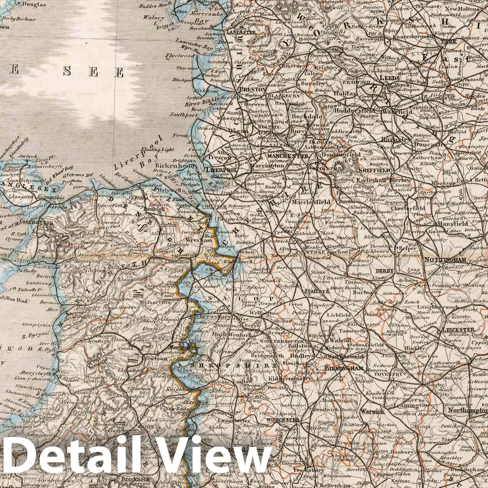 Historic Map : 1875 England. - Vintage Wall Art - Historic Pictoric