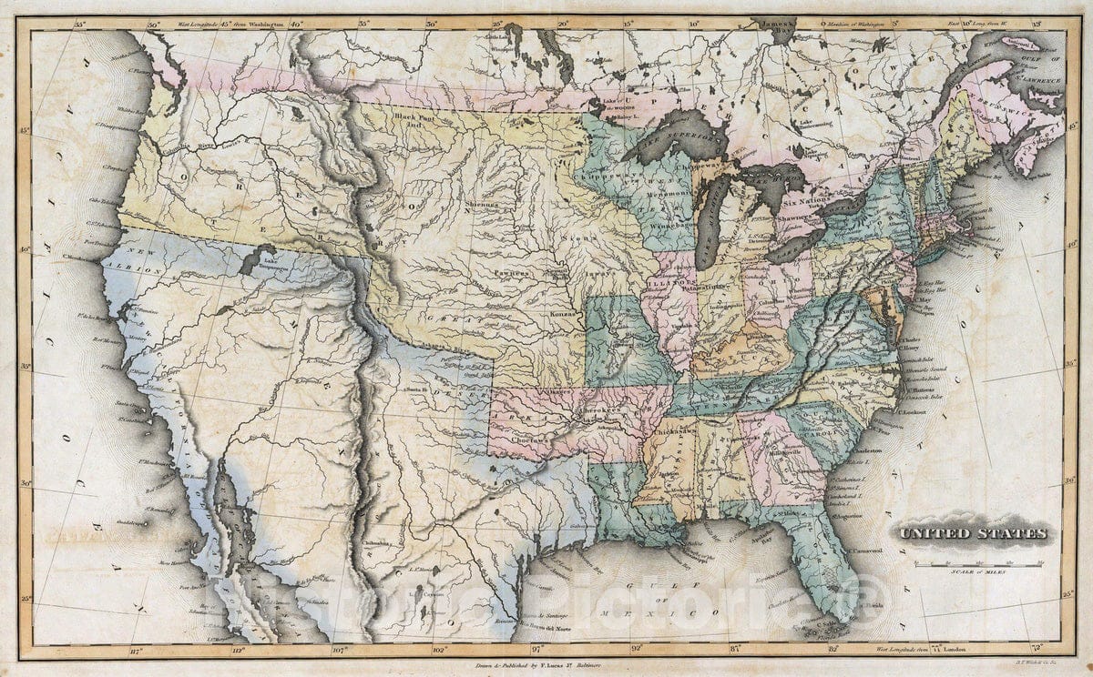 Historic Map : 1823 United States : Vintage Wall Art – Historic Pictoric