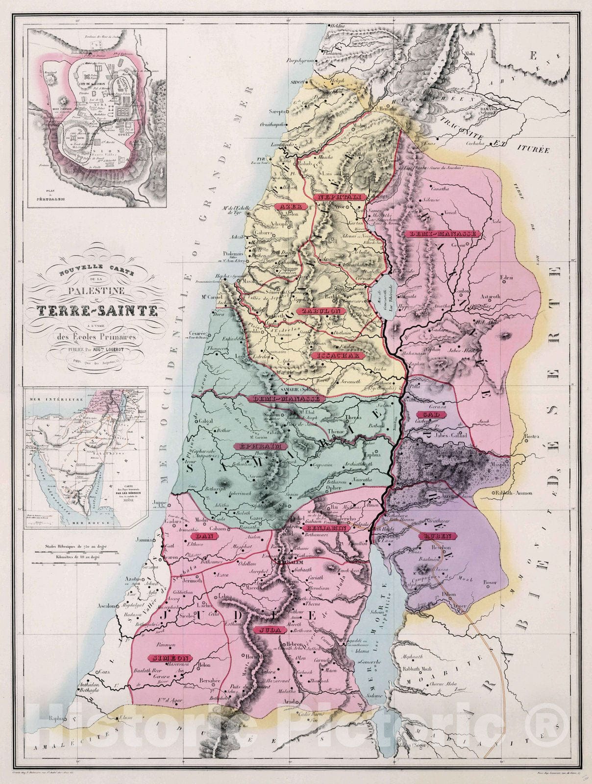 Historic Map Philip Map Of Palestine, Israel, Holy Land,