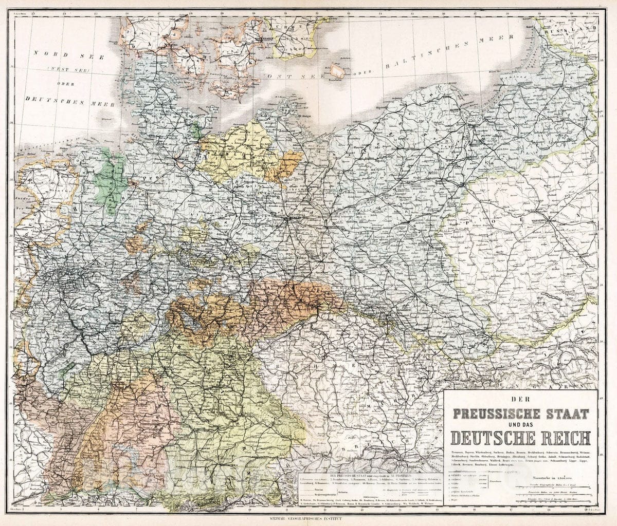 Historic Map : 1886 Prussian State and the German Empire. - Vintage Wa ...