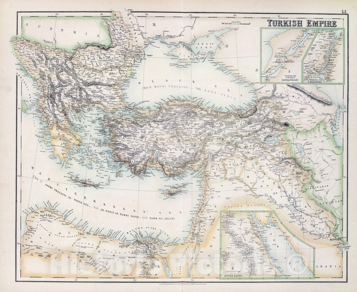 Historic Map : 1872 Turkish Empire. - Vintage Wall Art – Historic Pictoric