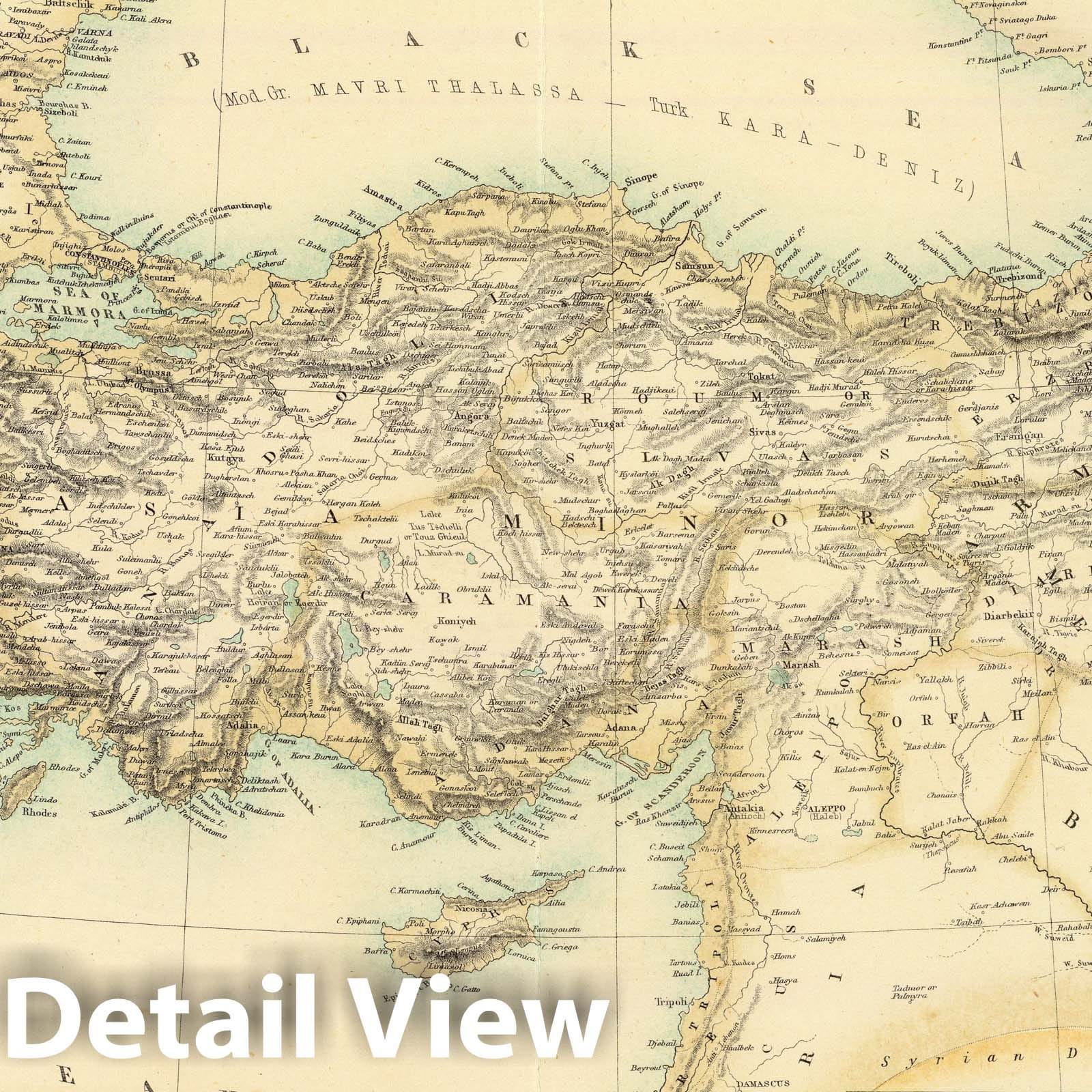 Historic Map : 1872 Turkish Empire. - Vintage Wall Art - Historic Pictoric