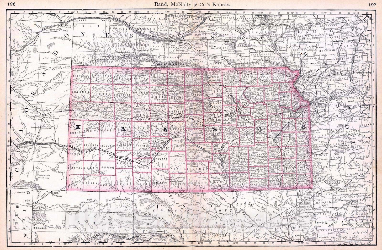 Historic Map : National Atlas - 1879 Kansas. - Vintage Wall Art ...