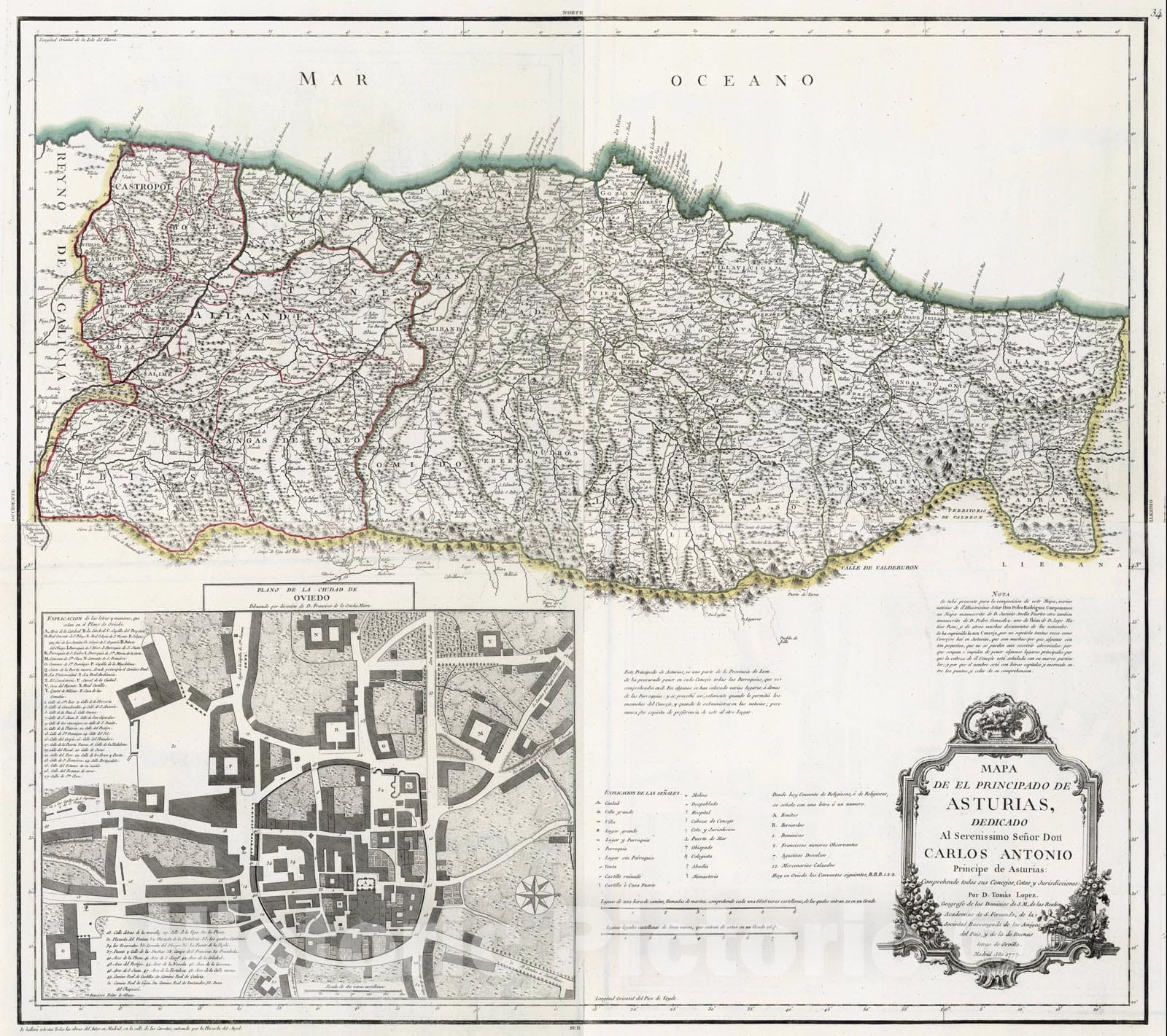 Historic Map : Spain, 1777 Composite map: 32-35. Mapa de el Principado ...