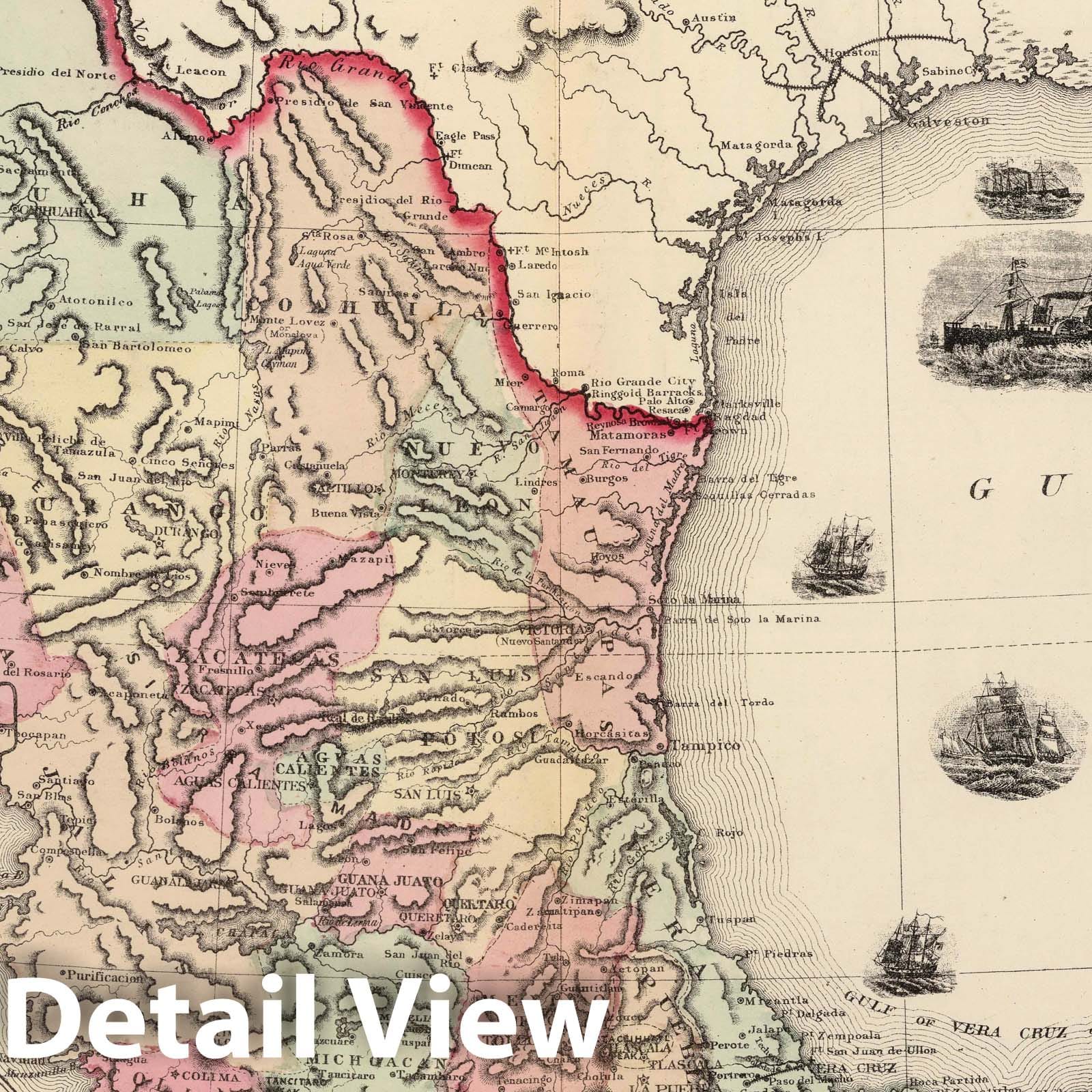 Historic Map : National Atlas - 1867 Schonberg's Map of Mexico. - Vint ...