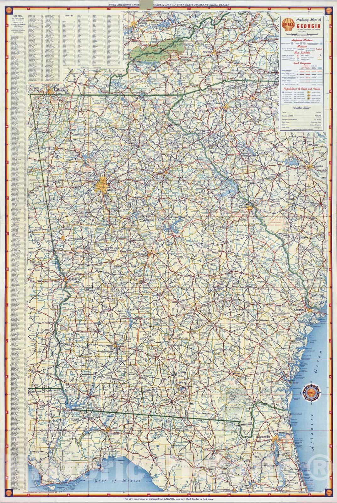 Historic Map : National Atlas - 1956 Shell Highway Map of Georgia. - V ...