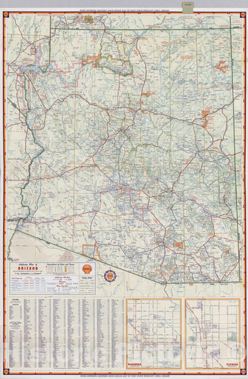 Historic Map : National Atlas - 1956 Shell Highway Map of Arizona. - V ...