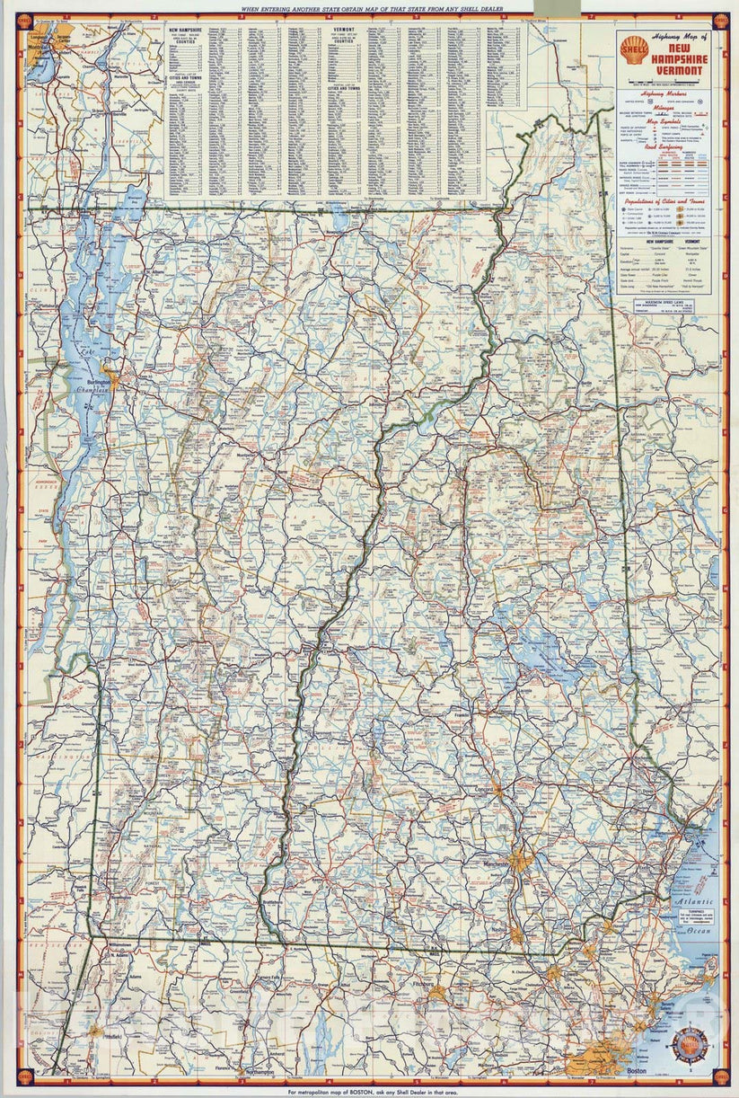 Historic Map : National Atlas - 1956 Shell Highway Map of New Hampshir ...