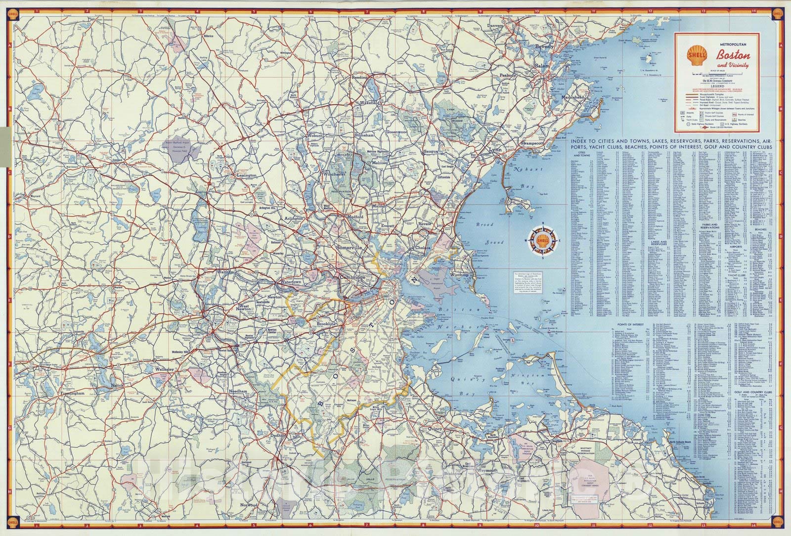 Historic Map : National Atlas - 1956 Shell Metropolitan Boston and Vic ...