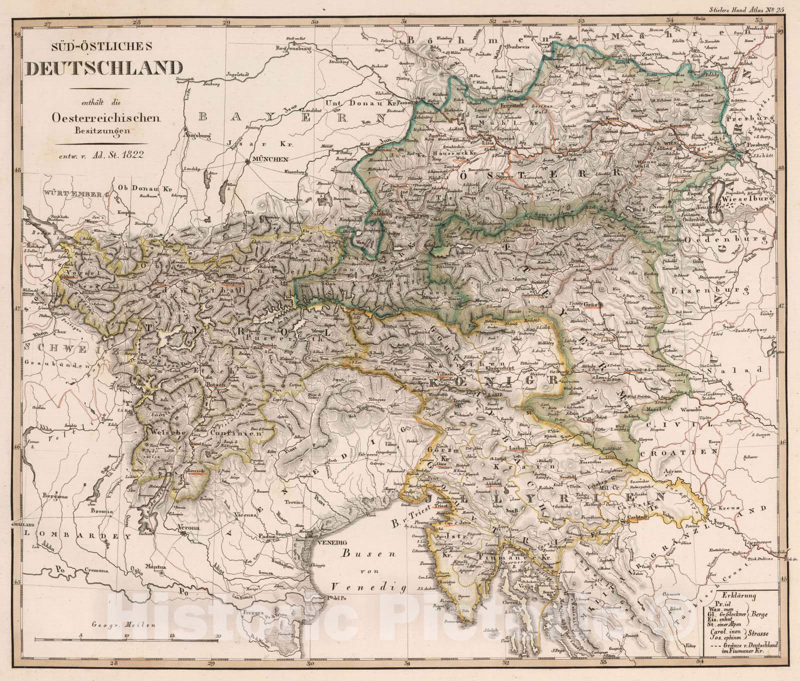 Historic Map : Germany, 1822 Sud-Ostliches Deutschland , Vintage Wall ...
