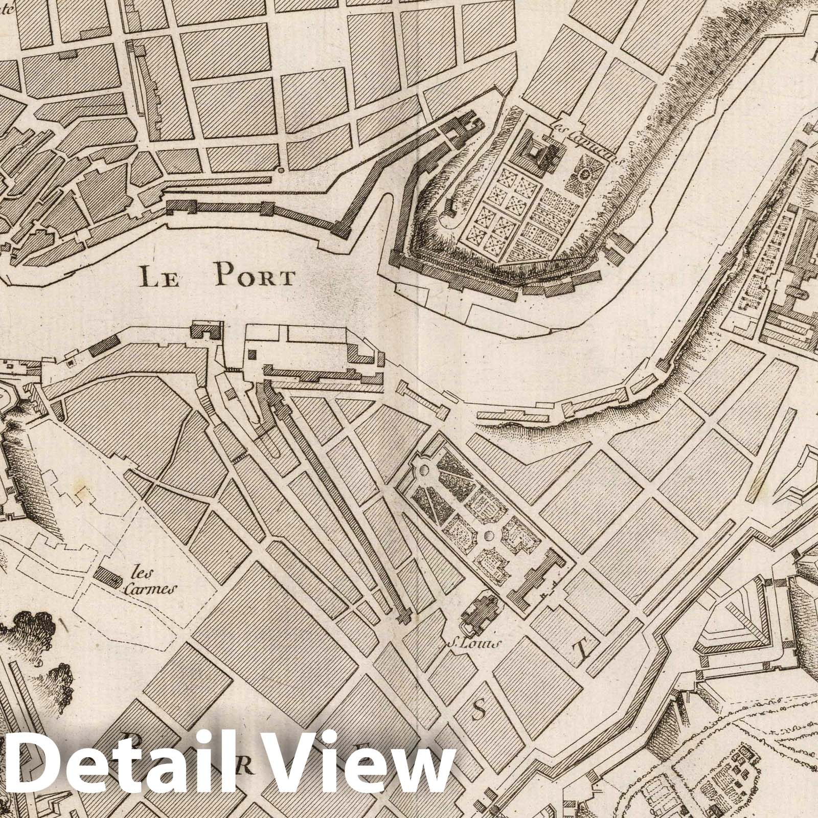 Historic Map : France , Brest France, Bretagne 1764 Plan du port et vi ...