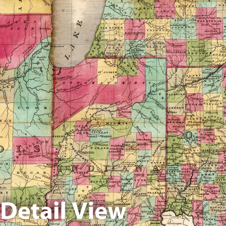 Historic Map : 1834 Ohio Indiana & Illinois And Michigan Territory - V ...
