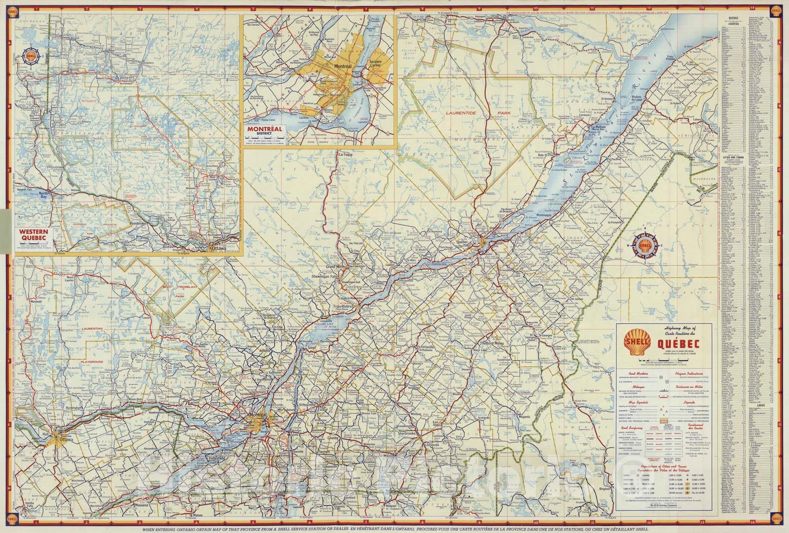 Historic Map : National Atlas - 1955 Shell Highway Map of Quebec. - Vi ...