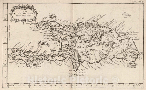 Historic Map : Haiti; Dominican Republic, 1764 Isle de Saint Domingue ...