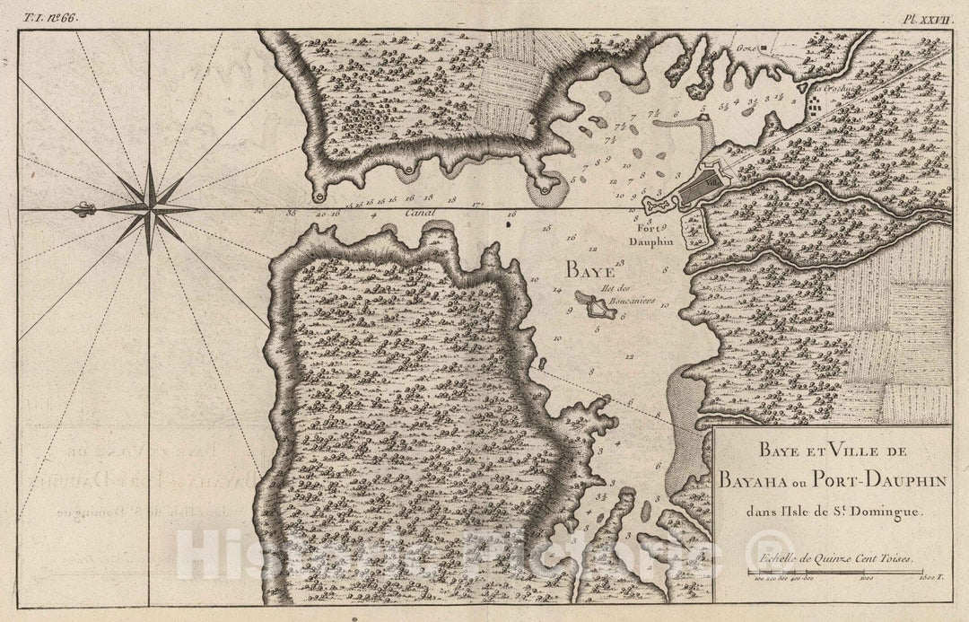 Historic Map : Haiti , Fort Liberte (Haiti), 1764 Baye et ville de Bay ...