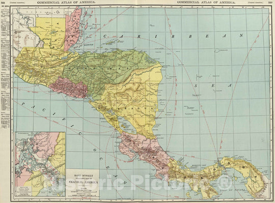 Historic Map : National Atlas - 1924 Central America. - Vintage Wall A ...