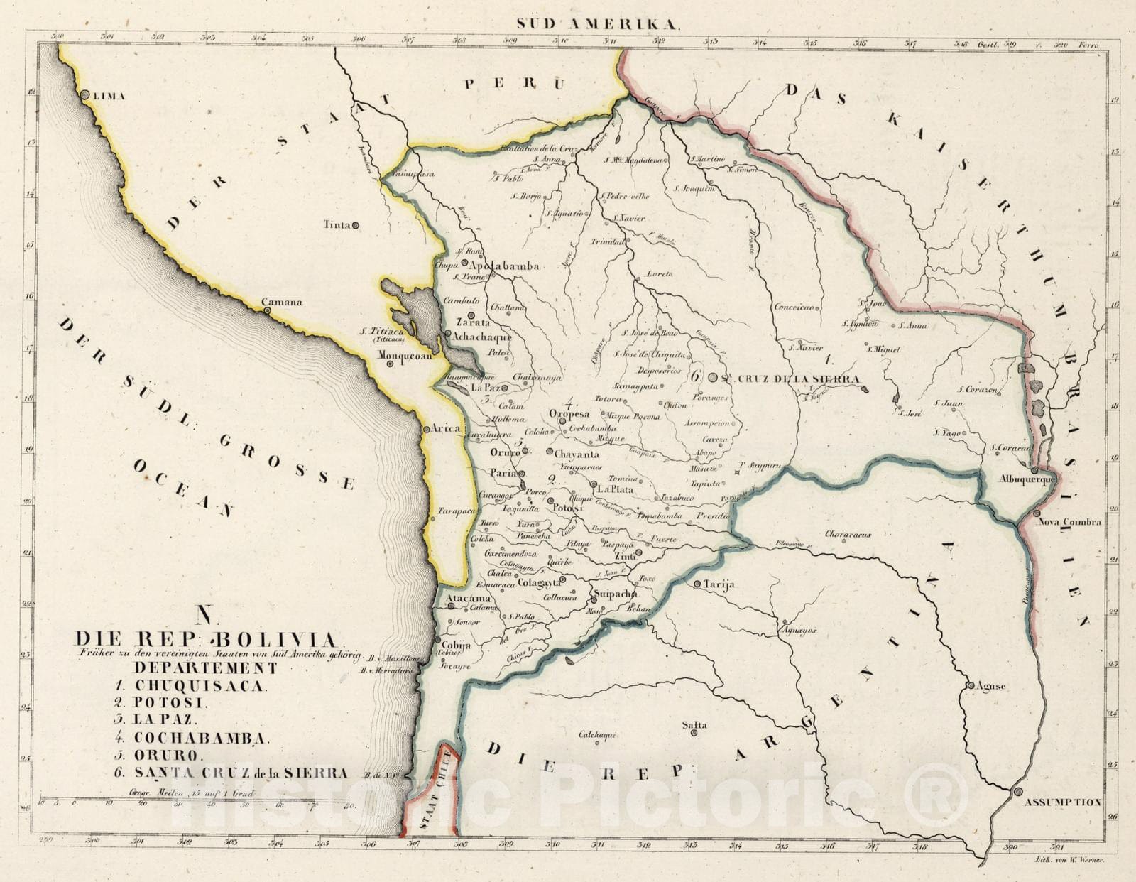 Historic Map : National Atlas - 1830 N. Die Rep. Bolivia. Department 1 ...