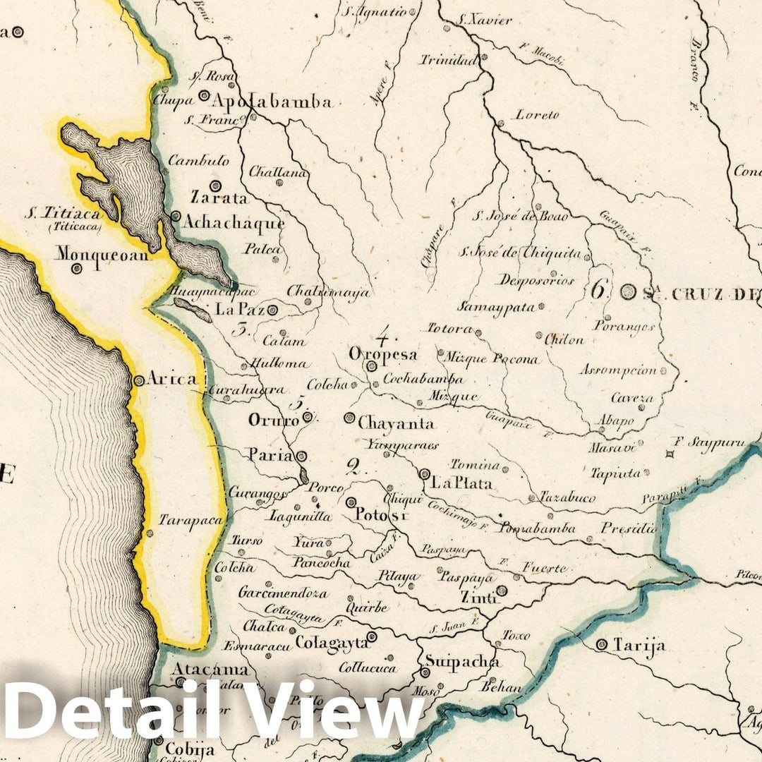 Historic Map : National Atlas - 1830 N. Die Rep. Bolivia. Department 1 ...