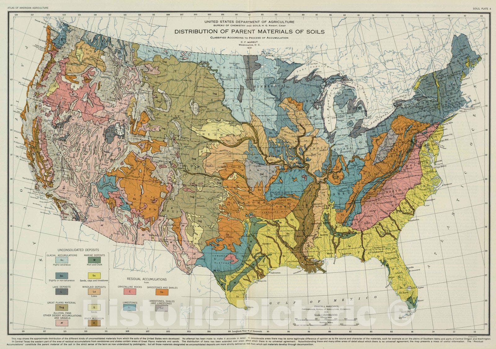 Historic Map : National Atlas - 1931 Parent Materials of Soils. Atlas ...