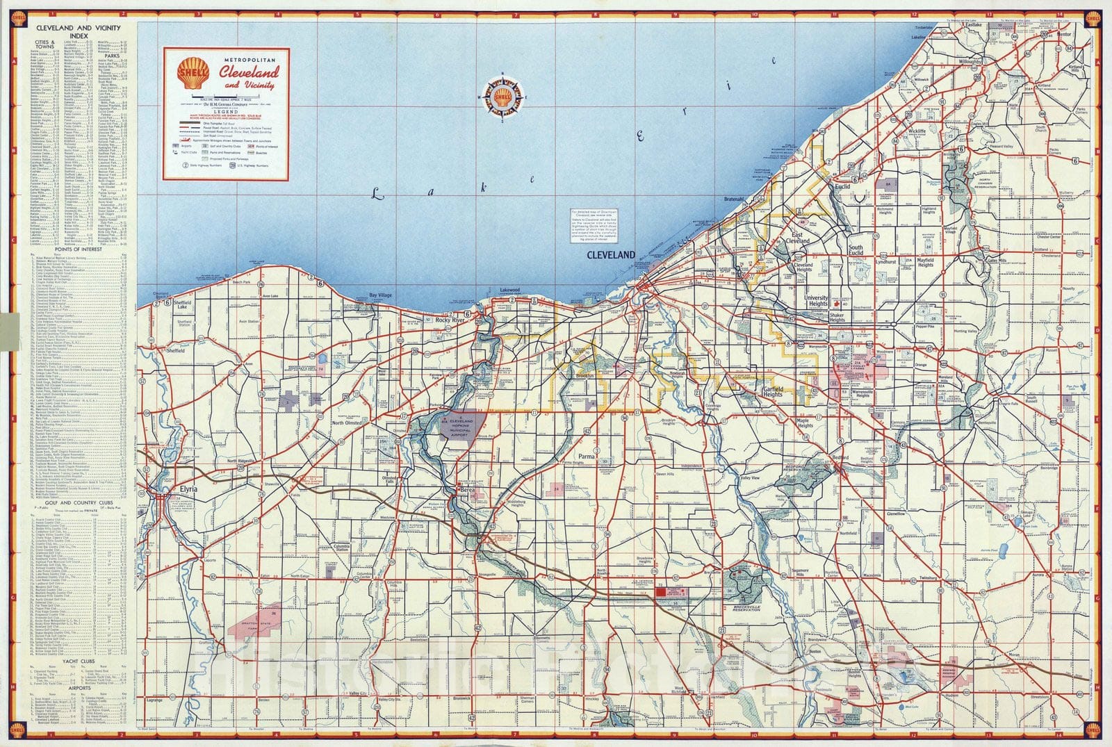 Historic Map : National Atlas - 1956 Shell Metropolitan Cleveland and ...