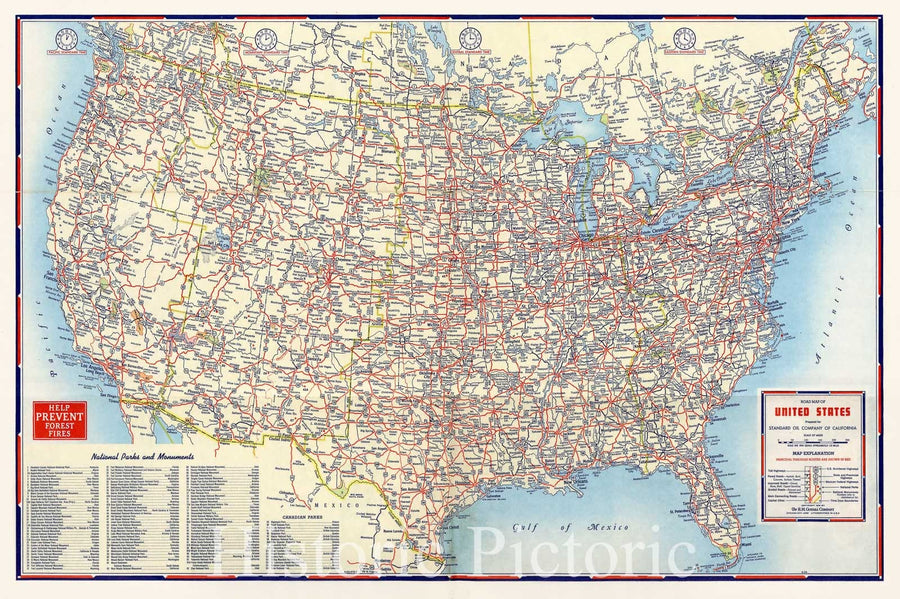 Historic Map : 1956 Road Map of United States - Vintage Wall Art ...