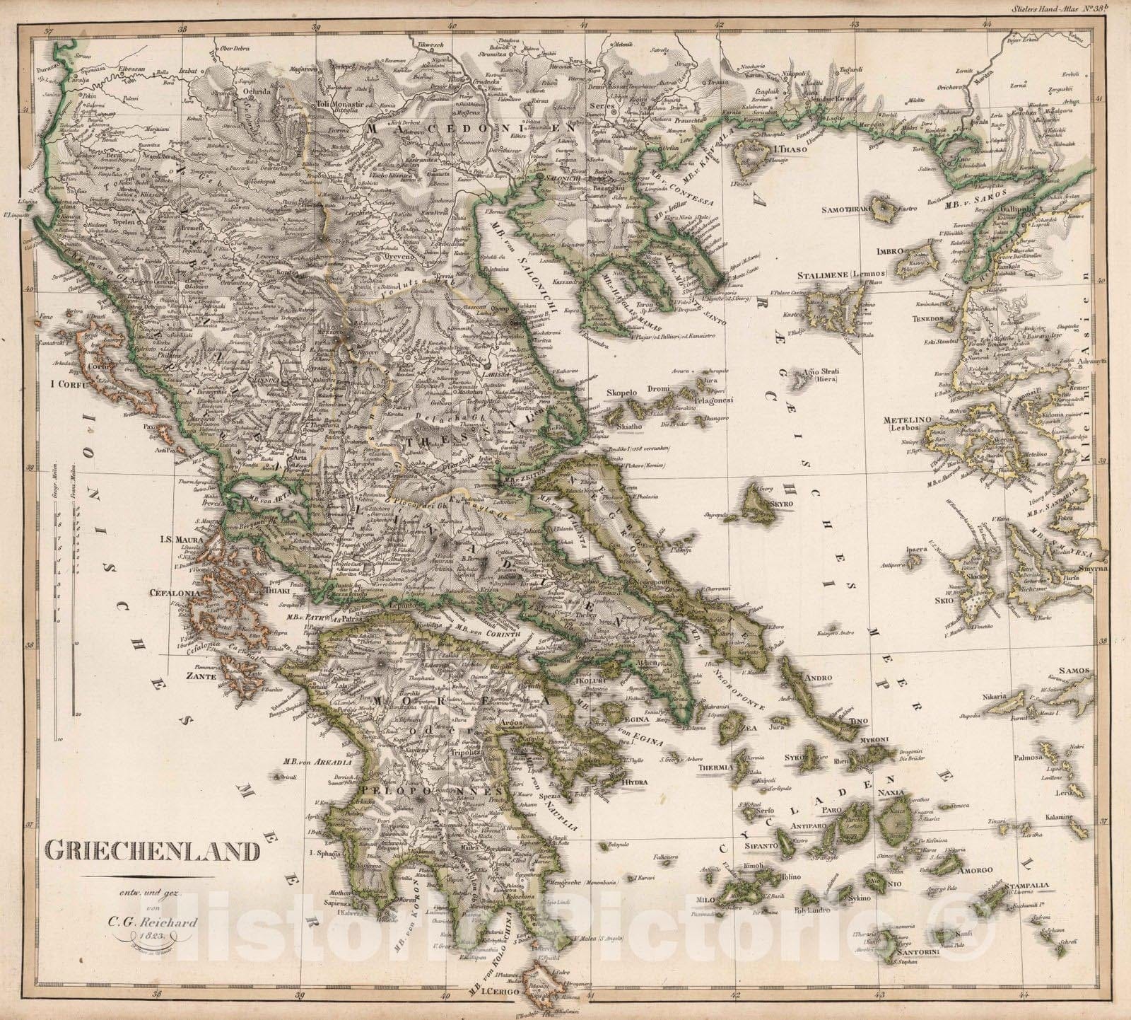 Historic Map : Greece, 1823 Griechenland , Vintage Wall Art – Historic ...
