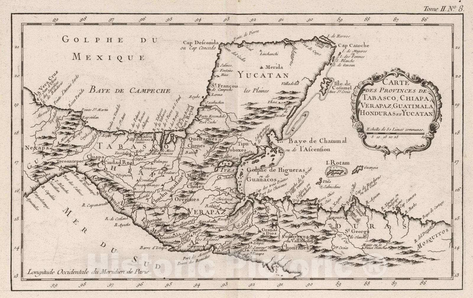 Historic Map : Mexico, 1764 Carte des provinces de Tabasco, Chiapa, Ve ...