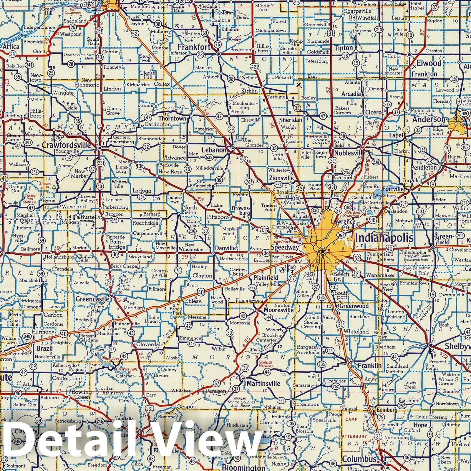 Historic Map : National Atlas - 1956 Shell Highway Map of Indiana. - V ...