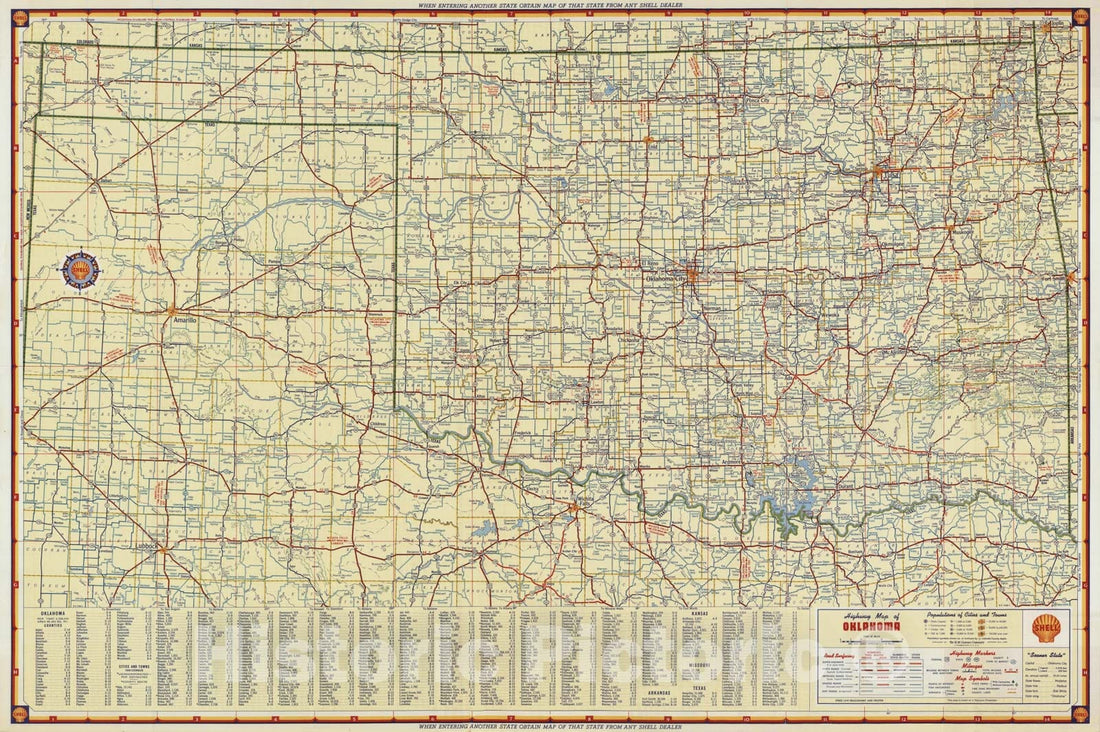 Historic Map - National Atlas - 1948 Shell Highway Map of Oklahoma ...
