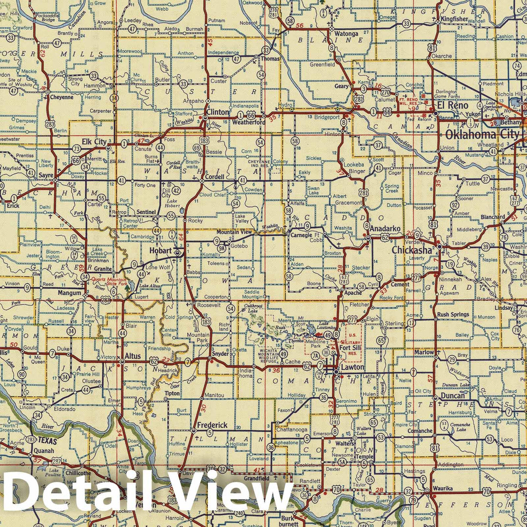 Historic Map - National Atlas - 1948 Shell Highway Map of Oklahoma ...