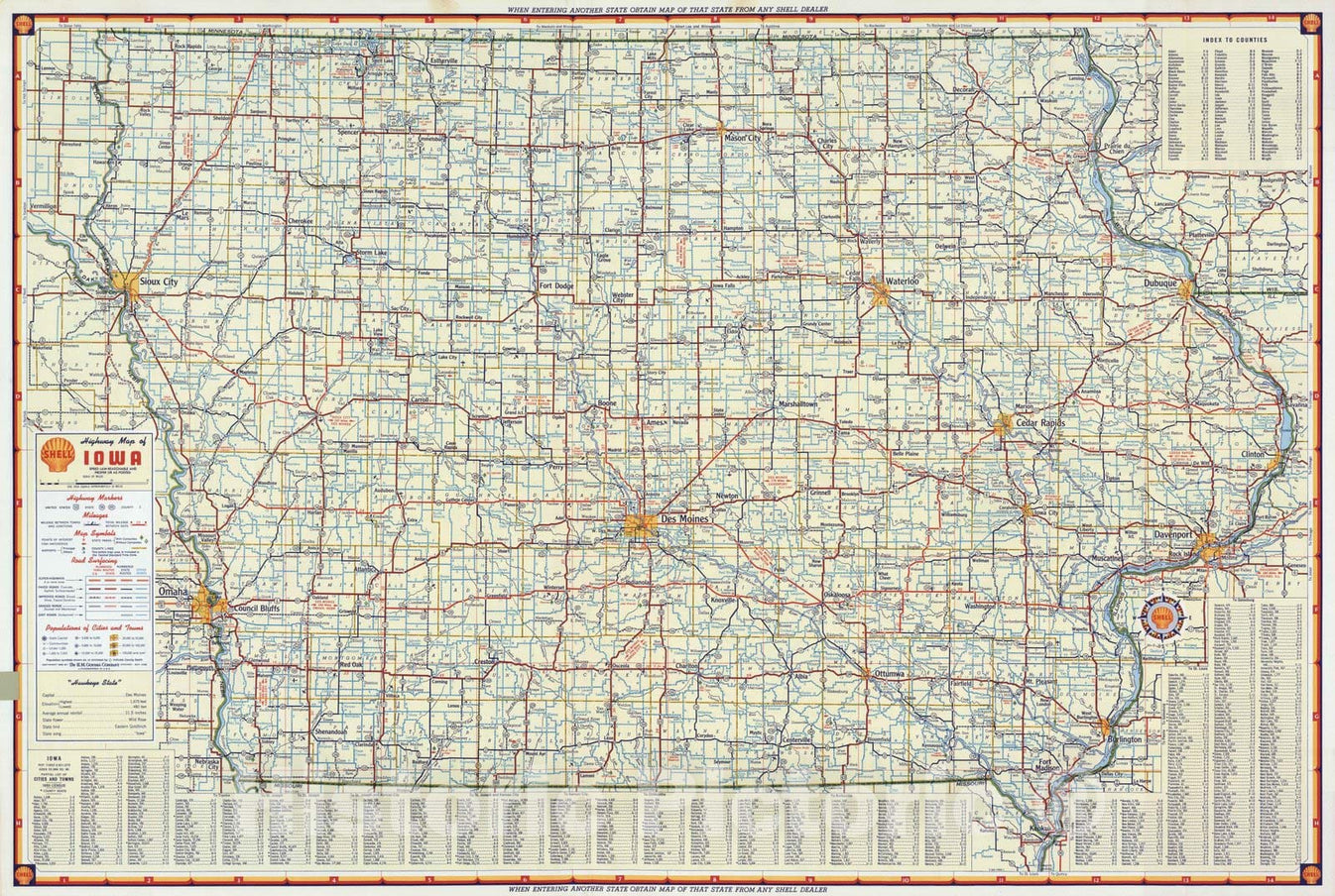 Historic Map : National Atlas - 1956 Shell Highway Map of Iowa. - Vint ...