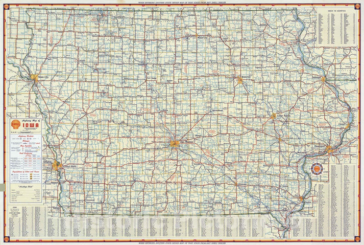 Historic Map : National Atlas - 1956 Shell Highway Map of Iowa. - Vint ...