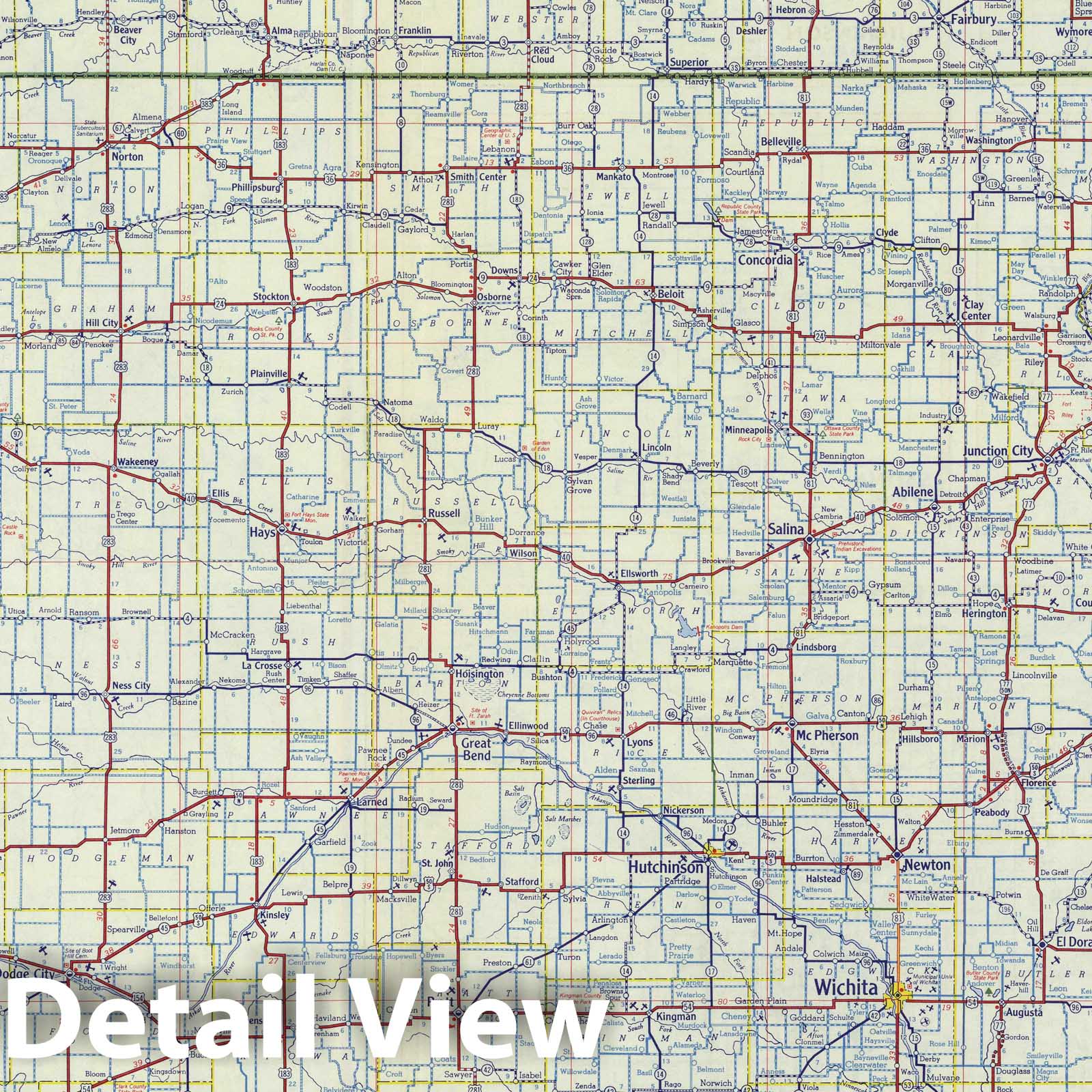 Historic Map : National Atlas - 1950 Shell Highway Map of Kansas. - Vi ...