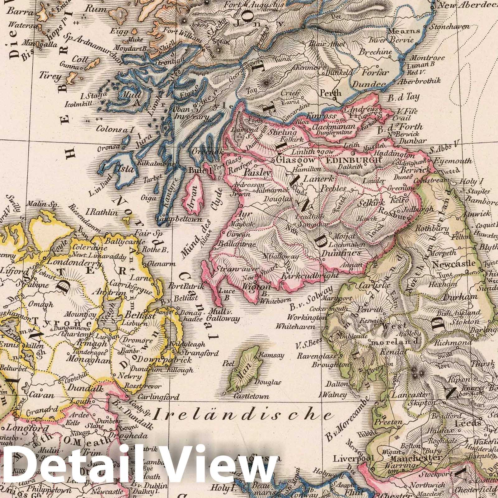 Historic Map : England; Scotland; Ireland, British Isles 1823 Die Brit ...