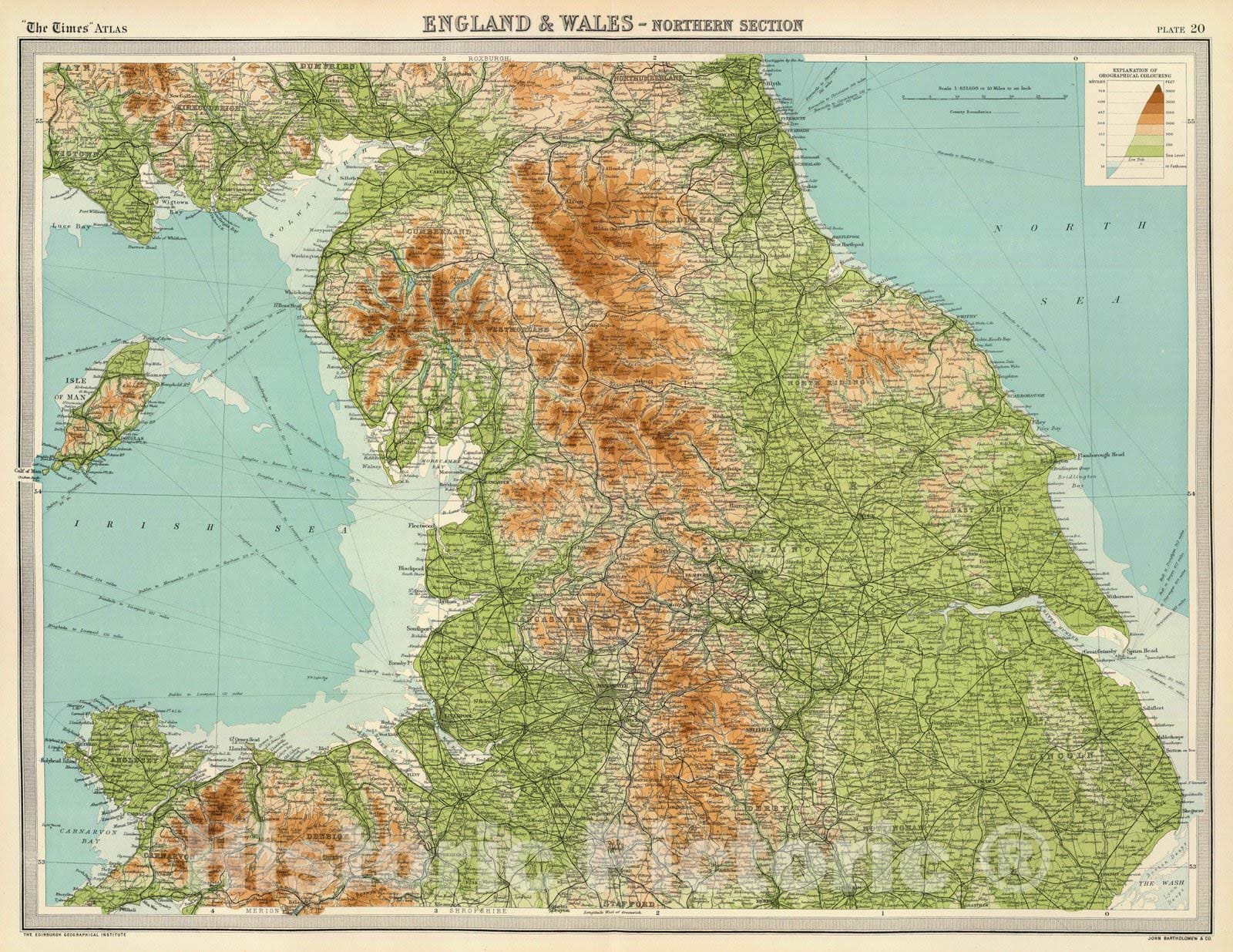 Historic Map : 1922 England & Wales, northern section. - Vintage Wall ...