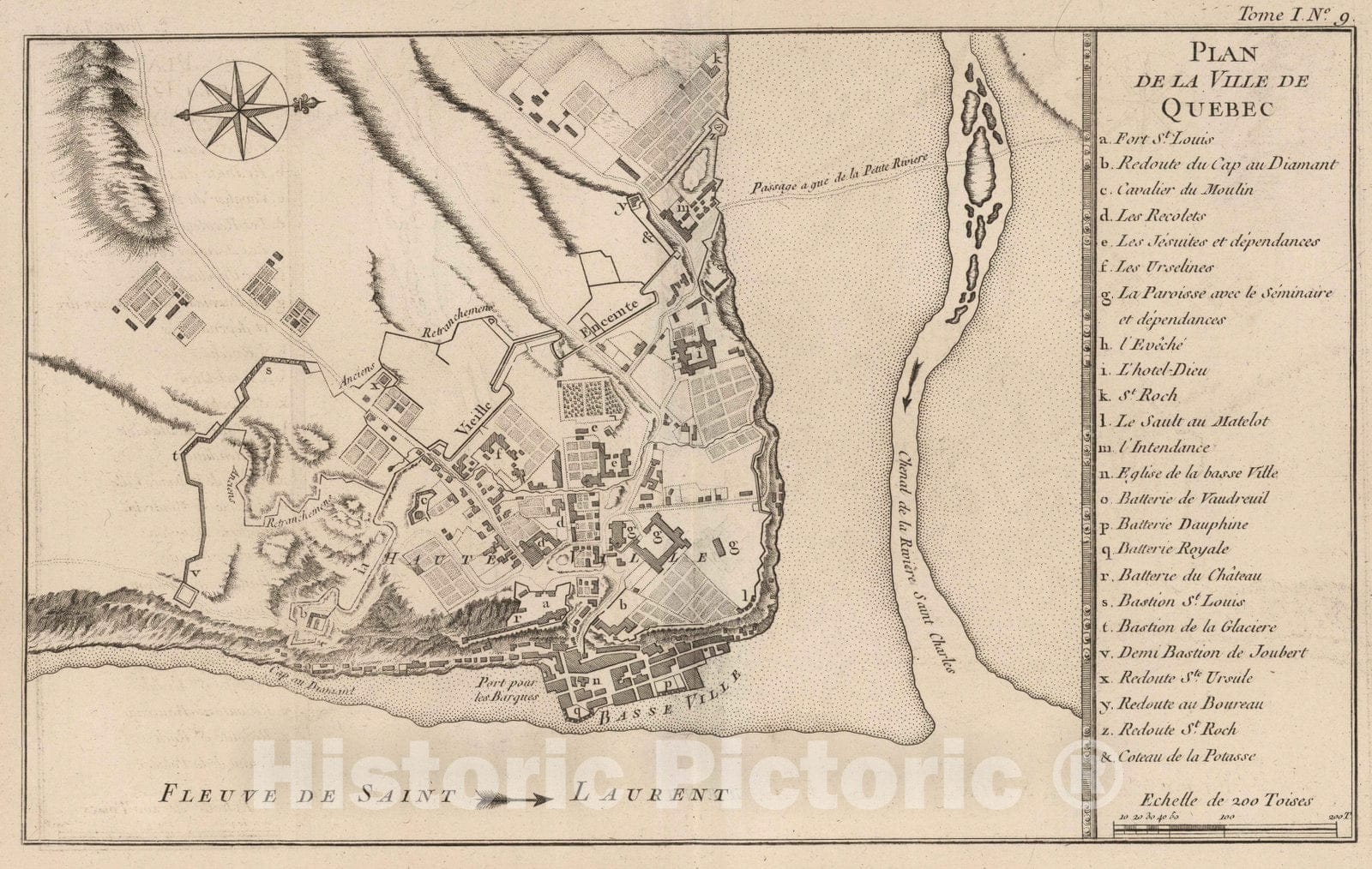 Historic Map : Quebec (Quebec), 1764 Plan de la Ville de Quebec , Vint ...