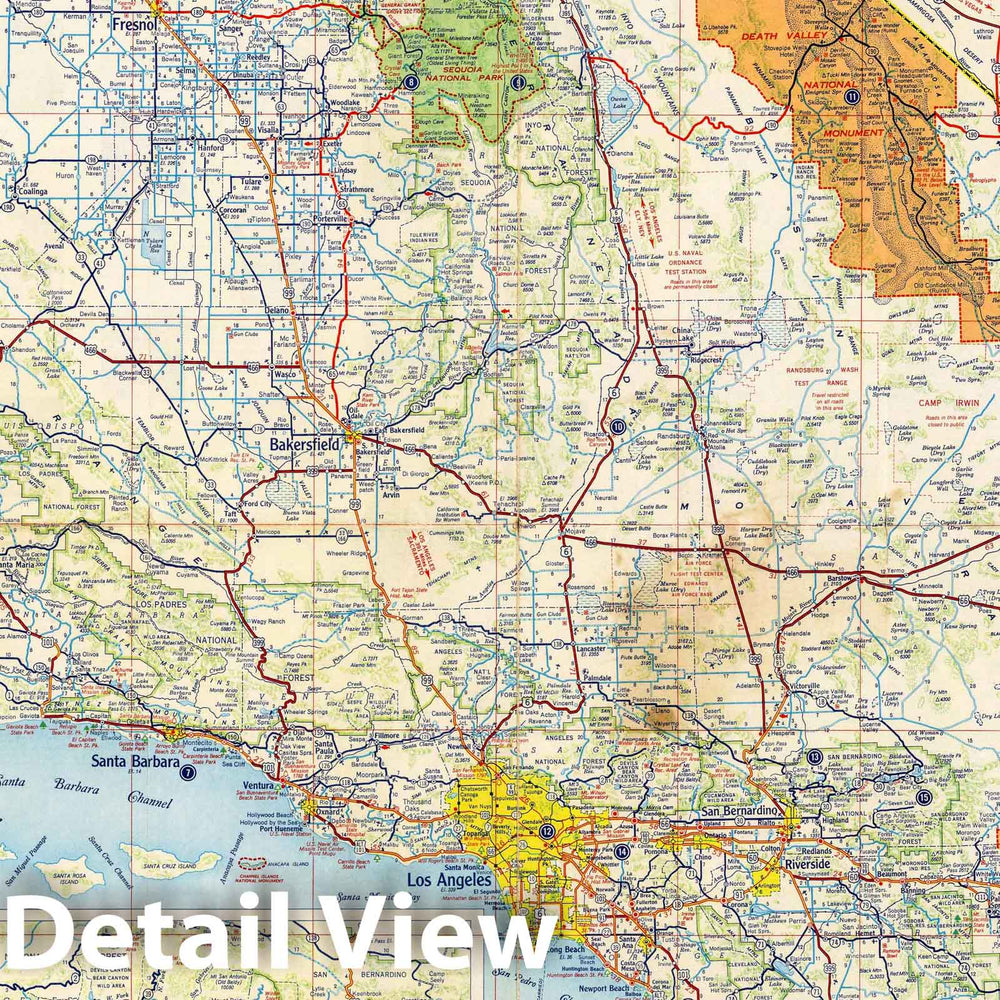 Historic Map : 1956 (South half) Road map of California - Vintage Wall ...