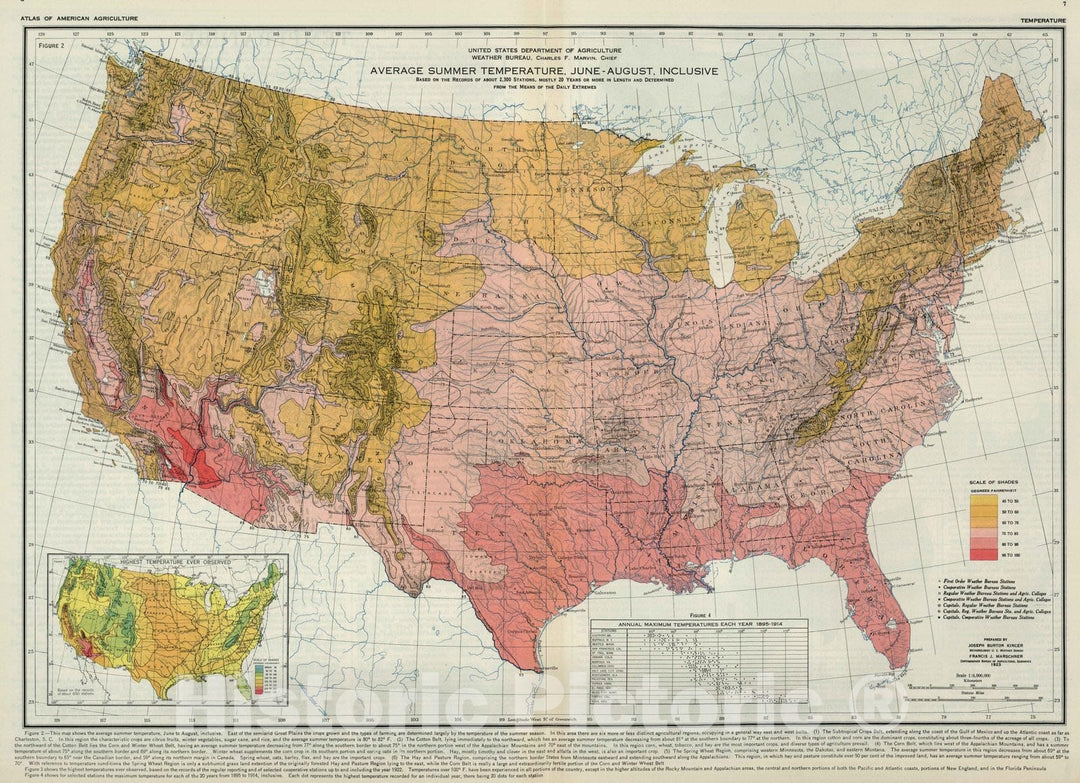 Historic Map : National Atlas - 1923 Summer Temperatures. Atlas of Ame ...