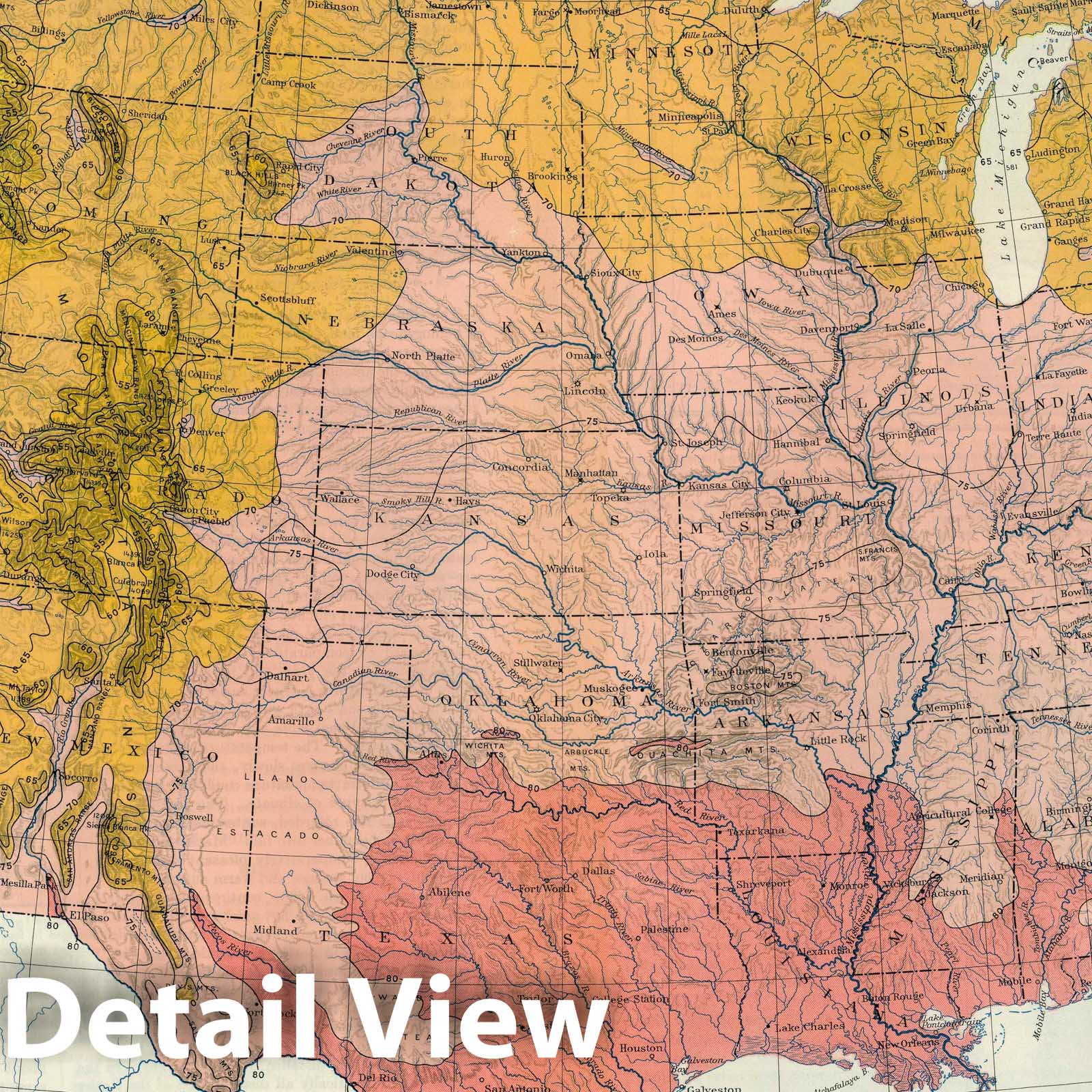 Historic Map : National Atlas - 1923 Summer Temperatures. Atlas of Ame ...