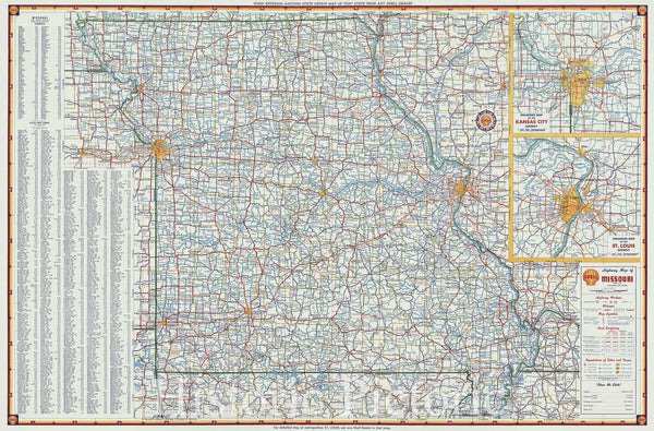 Historic Map : National Atlas - 1956 Shell Highway Map of Missouri ...