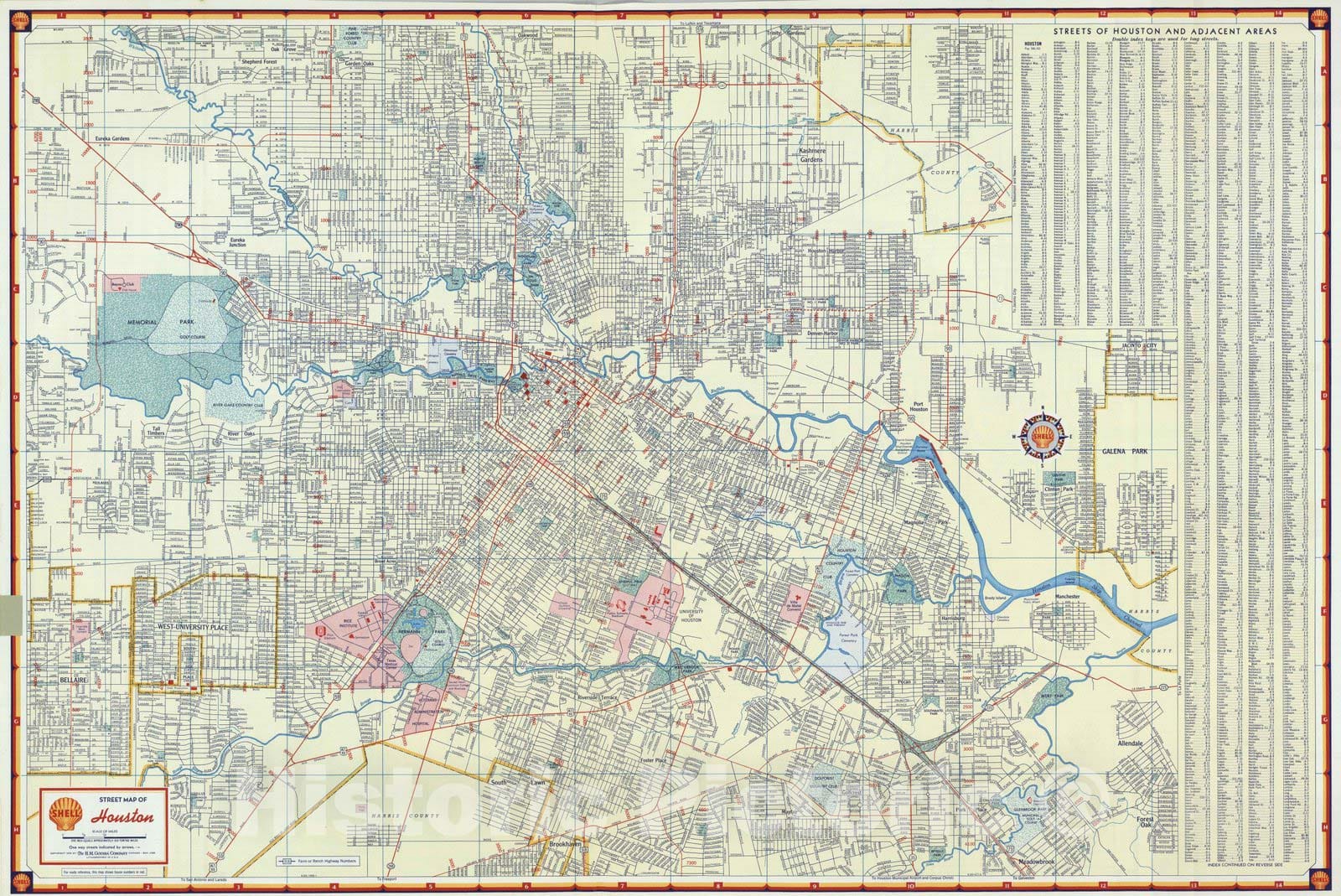Historic Map : National Atlas - 1956 Shell Street Map of Houston. (dup ...