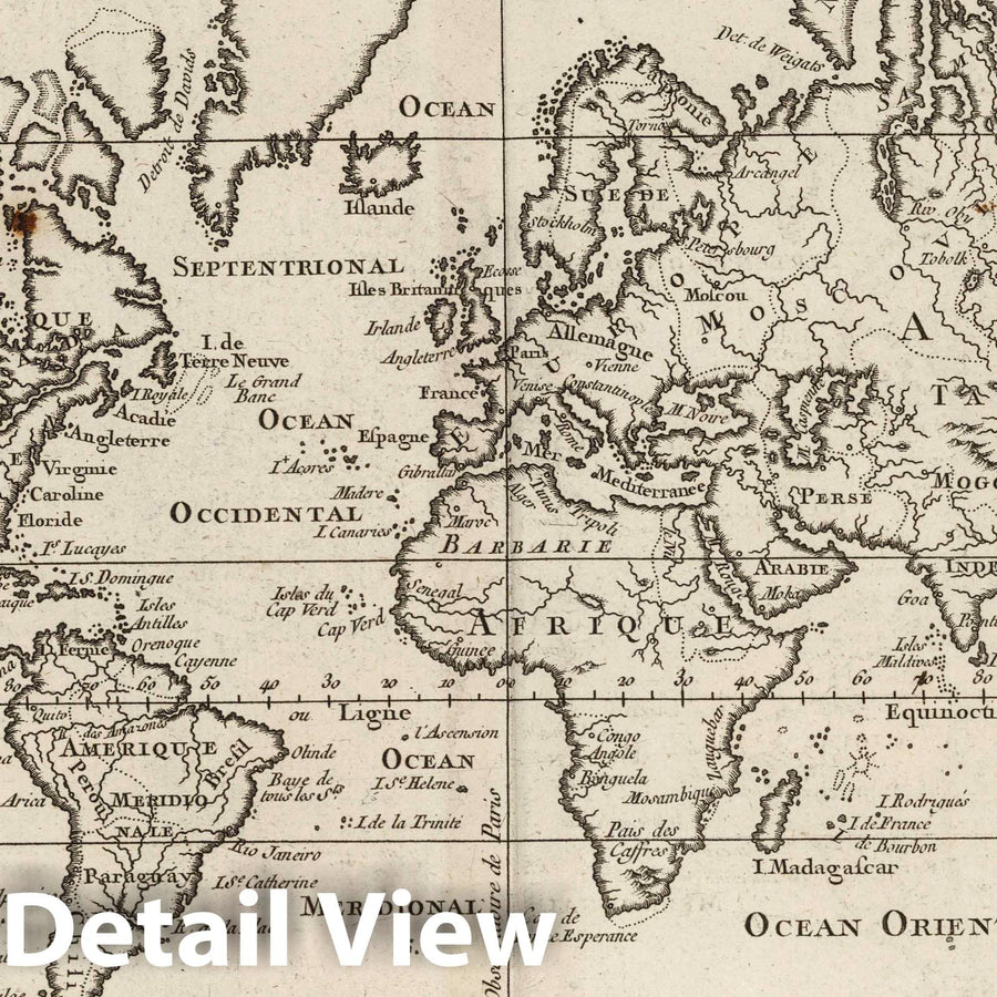 Historic Map : 1764 Carte reduite du globe terrestre v2 - Vintage Wall ...