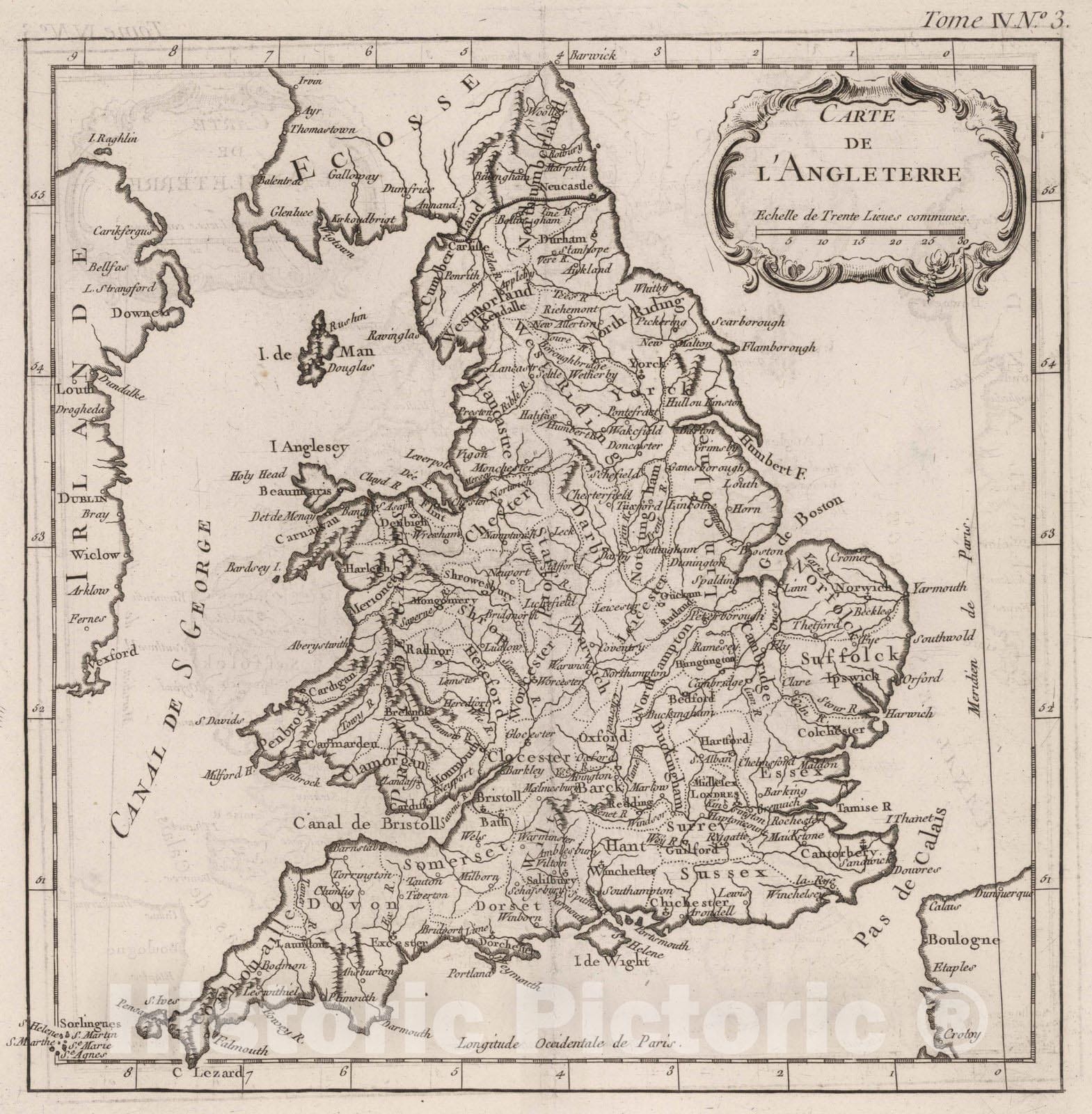 Historic Map : England, 1764 Carte de I'Angleterre , Vintage Wall Art ...