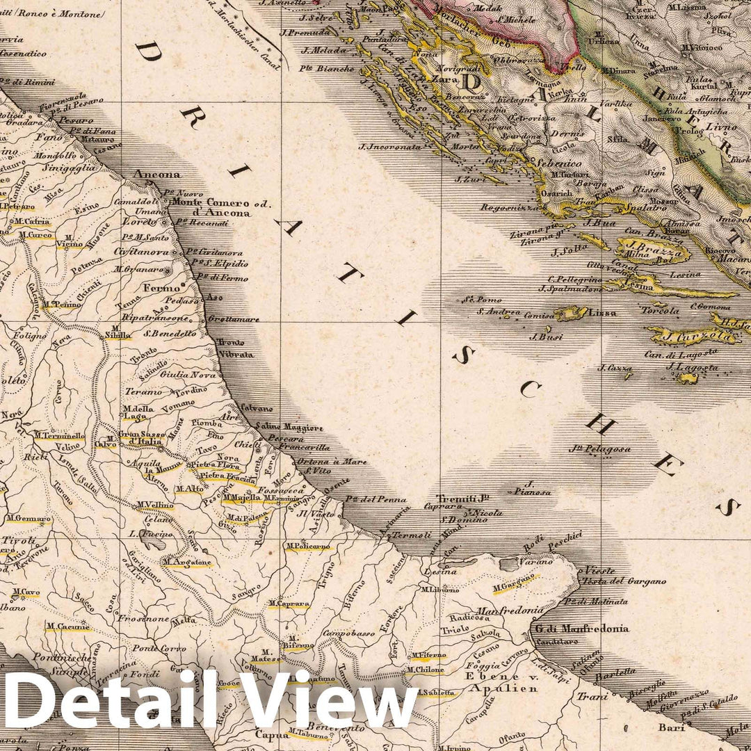 Historic Map : Adriatic Sea, Europe 1828 Das Adriatische Meer , Vintag ...