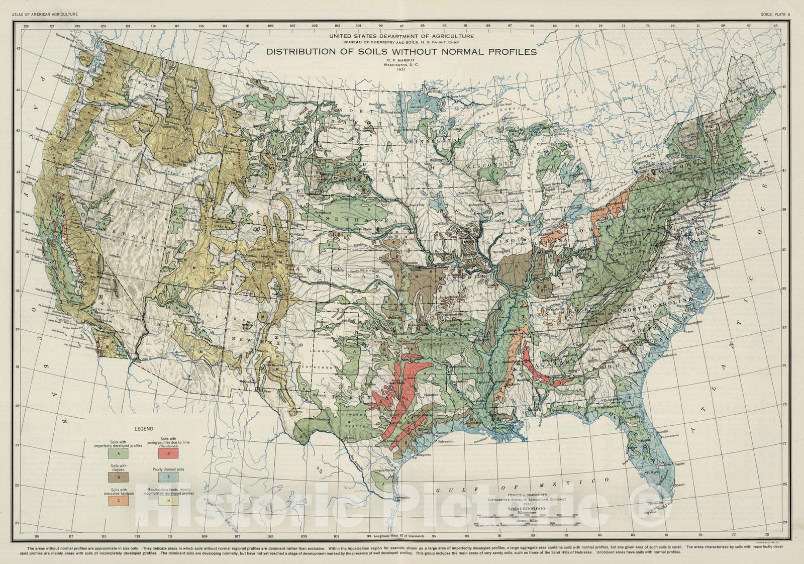 Historic Map : National Atlas - 1931 Soils without Normal Profiles. At ...